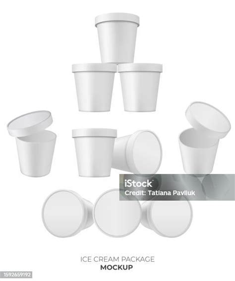 뚜껑 요구르트 용기 모형이 있는 현실적인 플라스틱 양동이 3d 효과는 식품 라벨 및 광고에 훌륭한 대상이됩니다 0명에 대한 스톡 벡터 아트 및 기타 이미지 Istock