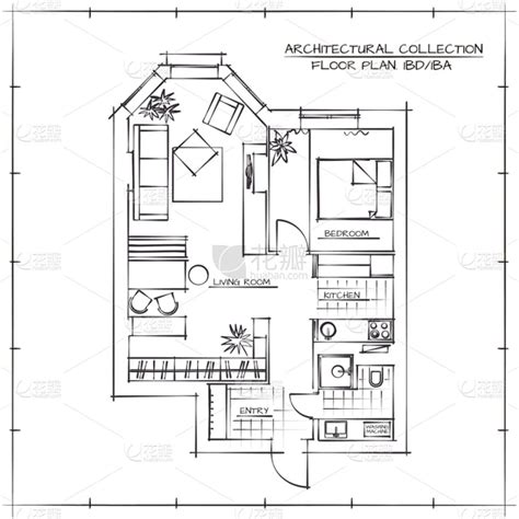 建筑计划书绘画插图浴室墙卫生间计算机制图计算机图形学家具在上面素材 花瓣网