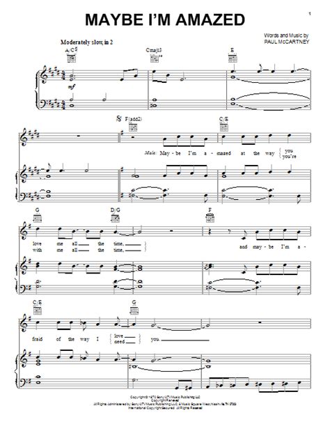Maybe Im Amazed By Paul Mccartney Sheet Music For Piano Vocal