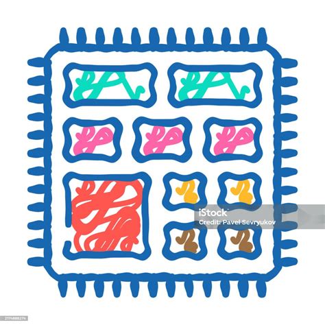 Microcontroller Electrical Engineer Icon Doodle Illustration Stock