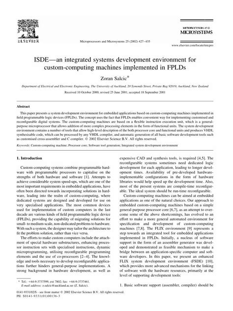 Pdf Isde—an Integrated Systems Development Environment For Custom