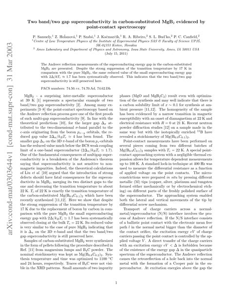 Pdf Two Bandtwo Gap Superconductivity In Carbon Substituted Mgb2