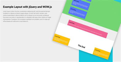create an animated landing page layout with wow js