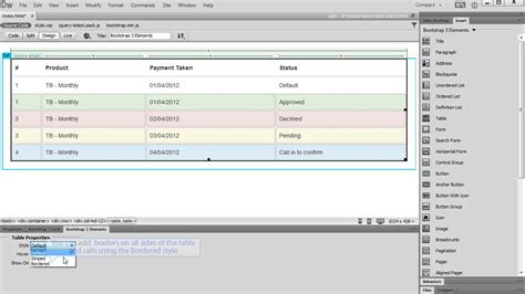 Using Dmxzone Bootstrap 3 Table Elements Youtube