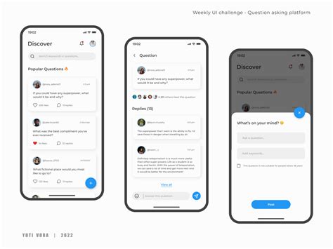 question asking platform weekly ui challenge by yuti vora on dribbble