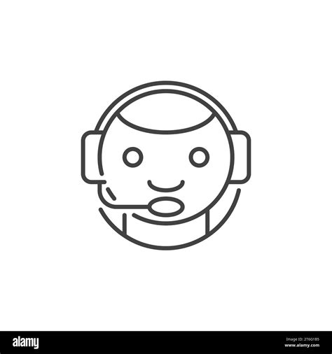 Chatbot With Headset Vector Chat Bot Concept Thin Line Icon Or Symbol Stock Vector Image And Art