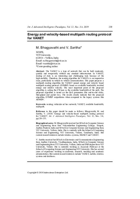 Pdf Energy And Velocity Based Multipath Routing Protocol For Vanet