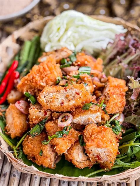 Larb Gai Tod Fried Chicken Larb Recipe