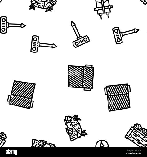 Garden Plant Tree Nature Seed Vector Seamless Pattern Thin Line