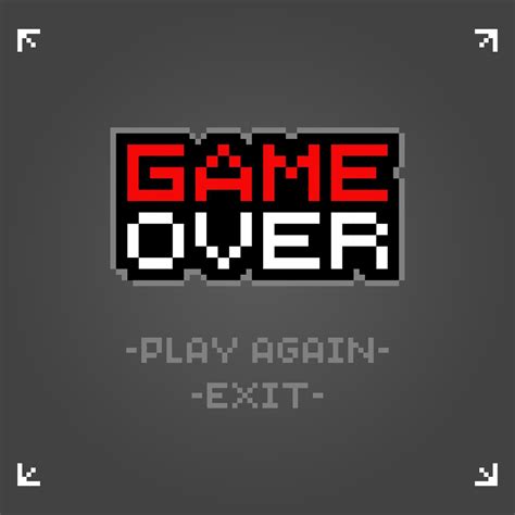 8 Bit Pixel Text Game Over Background Icon For Game Assets In Vector