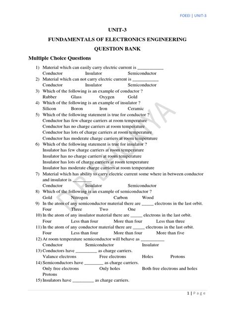Unit 3 Question Bank Pdf Semiconductors Electrical