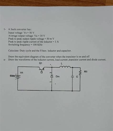 Solved A Buck Converter Has Input Voltage Vs V A Chegg Com