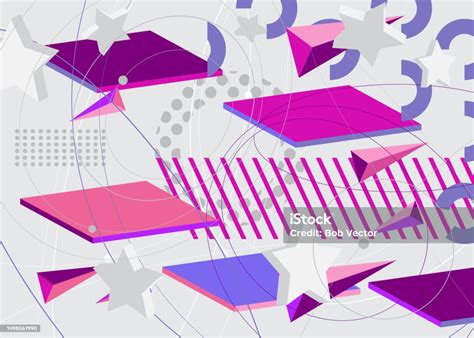 추상적인 보라색과 흰색 모양 템플릿입니다 빈티지 기하학적 요소 포스터 배너 표지를 위한 복고풍 최소 기하학적 그래픽 테마 가리기에 대한 스톡 벡터 아트 및 기타 이미지