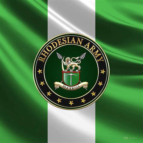Rhodesian Army Emblem Over Flag Art Print By Serge Averbukh Serge