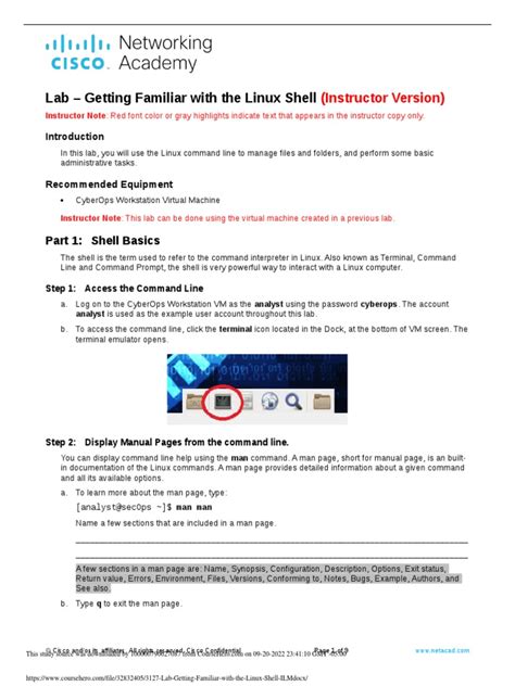 3127 Lab Getting Familiar With The Linux Shell Ilm Pdf Command