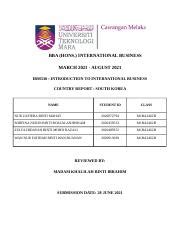 GROUP ASSIGNMENT COUNTRY REPORT IBM Docx BBA HONS INTERNATIONAL BUSINESS MARCH