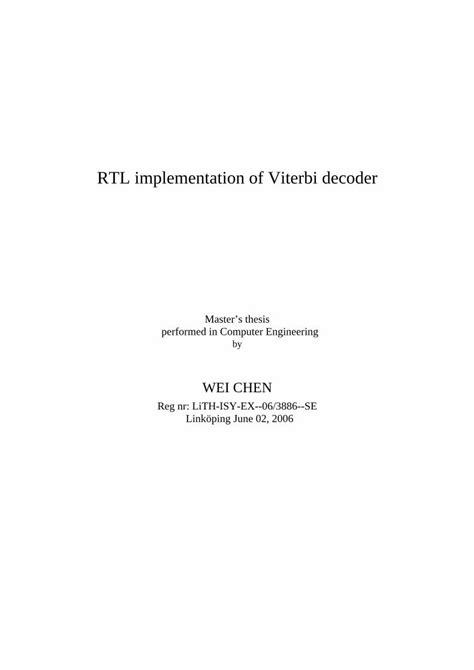 PDF RTL Implementation Of Viterbi Decoder DiVA DOKUMEN TIPS
