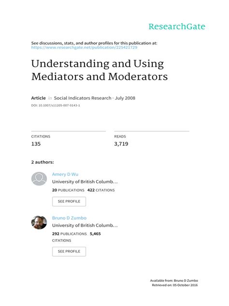 Understandingandusingmediatorsandmoderatorspdf Causality