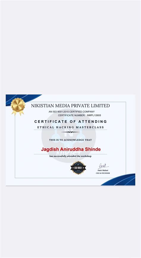 Jagdish Shinde On Linkedin Ethicalhacking Cybersecurity Masterclass Nikistianmedia
