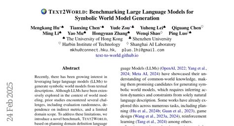 Text2world Benchmarking Large Language Models For Symbolic World Model