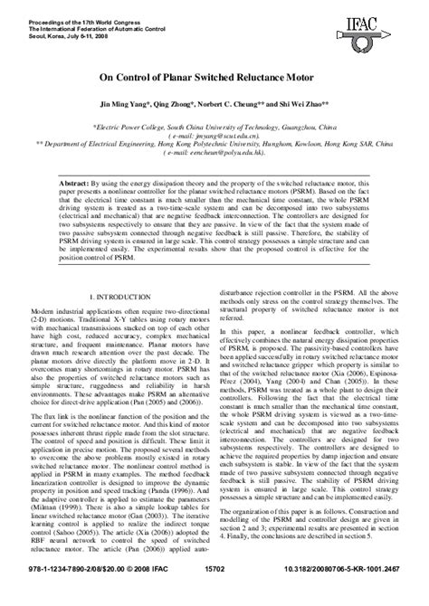Pdf On Control Of Planar Switched Reluctance Motor