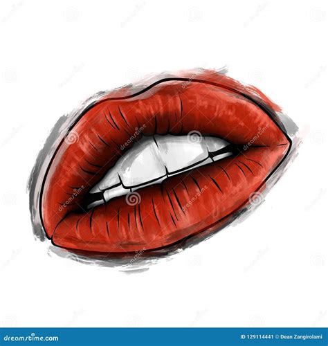 Woman Cartoon Mounth With Red Lips Stock Illustration Illustration Of