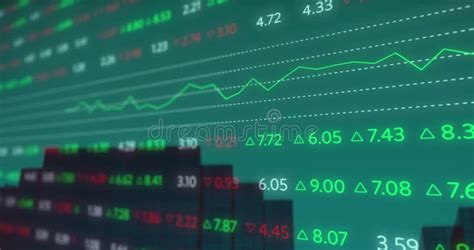 Animation Of Stock Market Data Processing Against Tall Buildings Stock