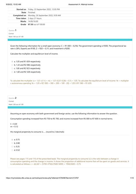 Exam Elaborations ECS1601 Assignment 04 Semester 2 2022 ECS 1601 ECS1601 Economics For South