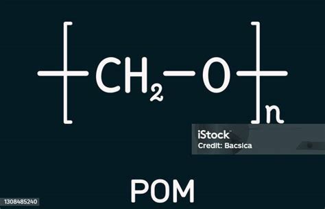 폴리옥시메틸렌 Pom 아세트탈 폴리아세탈 폴리포름알데히드 분자 그것은 합성 폴리머 엔지니어링 열가소성 가소성입니다 진한 파란색