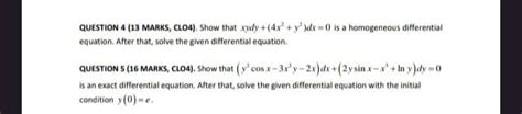 Solved Question 4 13 Marks Clo4 Show That