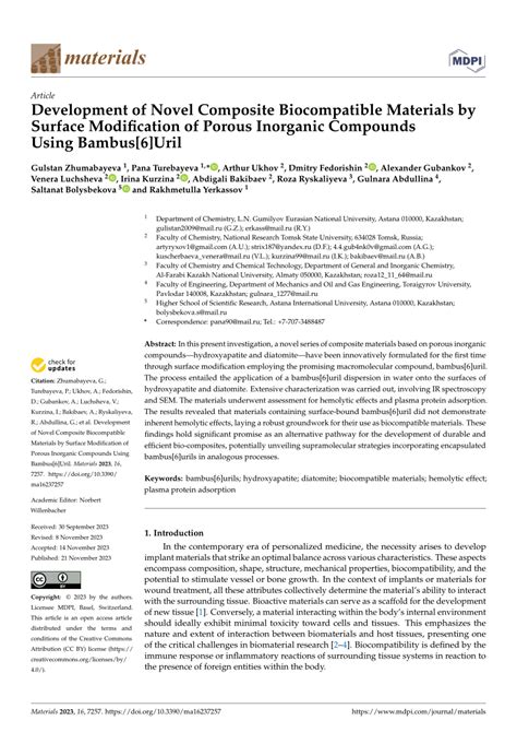 Pdf Development Of Novel Composite Biocompatible Materials By Surface