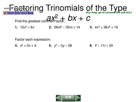 Ppt Factoring Trinomials Of The Type Ax 2 Bx C Powerpoint Presentation Id 5572860