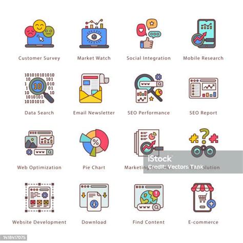 Seo 개발 및 마케팅 채워진 아이콘 스트로크 벡터 감탄에 대한 스톡 벡터 아트 및 기타 이미지 감탄 고객 데이터 마이닝 Istock