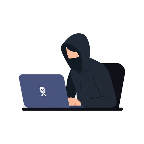 Hacker And Cyber Criminal Stealing Confidential Data With Laptop Computer 39257968 Vector Art At