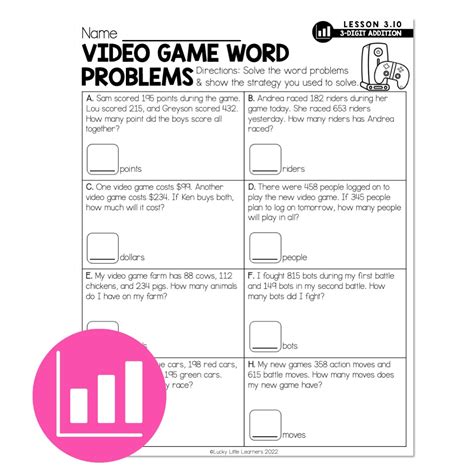 Lucky To Learn Math 3 Digit Addition Review Lesson 310 Differentiation Video Game Word
