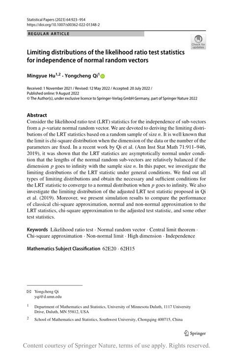 Limiting Distributions Of The Likelihood Ratio Test Statistics For