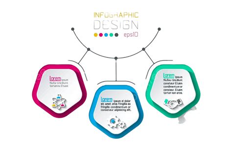 Pentagons Label Infographic With 3 Steps Step Strategy Sign Vector