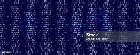 이진 코드 진한 파란색 배경 벡터 일러스트 레이 션 디지털 데이터 기술 1 0 기계어 랜덤 이진 데이터 매트릭스 와이드 코딩 또는 해커 개념용 소프트웨어 프로그래밍 코드