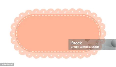 가리비 가장자리 스티치 사각형 긴 프레임 배지 벡터입니다 간단한 라벨 스티커 템플릿입니다 귀여운 빈티지 프릴 장식 흰색 배경에 격리된 벡터 그림 0명에 대한 스톡 벡터 아트