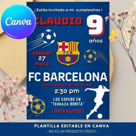 Invitación Editable Barcelona Para Cumpleaños