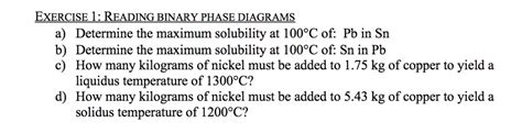 Solved Exercise 1 Reading Binary Phase Diagrams A Determine The