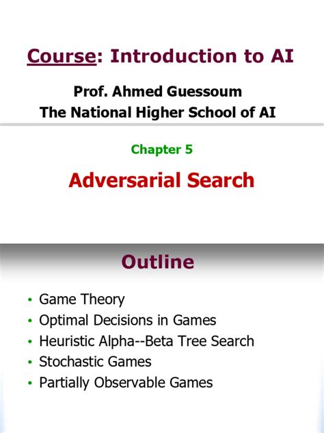Chapter 5 Adversarial Search Ahmed Guessoum Pdf Applied Mathematics Algorithms And