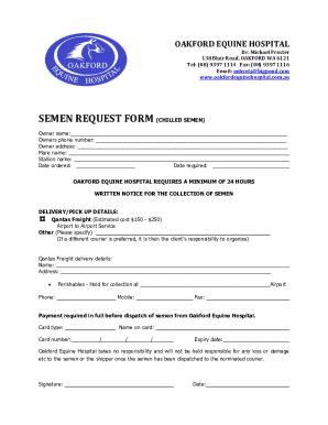 Fillable Online SEMEN REQUEST FORM CHILLED Fax Email Print PdfFiller