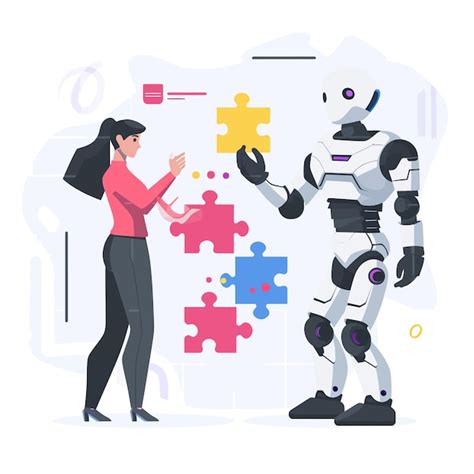 Premium Vector Collaborationbetweenhumanandairobot