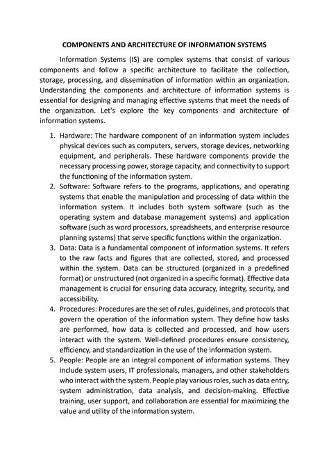 Solution Components And Architecture Of Information Systems Studypool