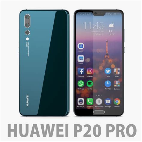 Huawei P20 Pro Midnight Blue 3d Model 39 3ds C4d Fbx Lwo Ma