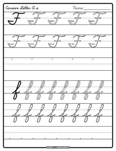Cursive F Superstar Worksheets