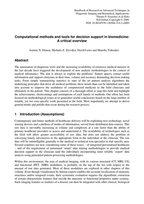 Pdf Computational Methods And Tools For Decision Support In