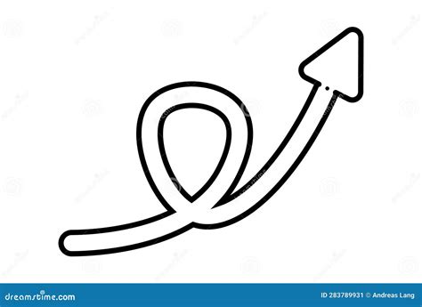 Arrow With Loop Arrow Line Icon Black Website Symbol Minimalist Outline Sign Royalty Free Stock