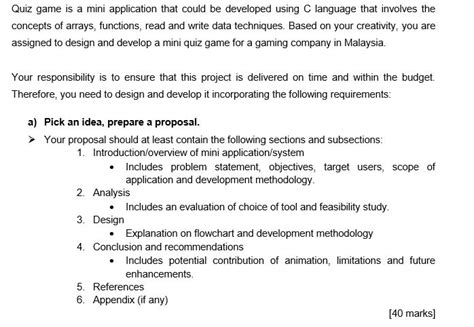 Solved Quiz Game Is A Mini Application That Could Be
